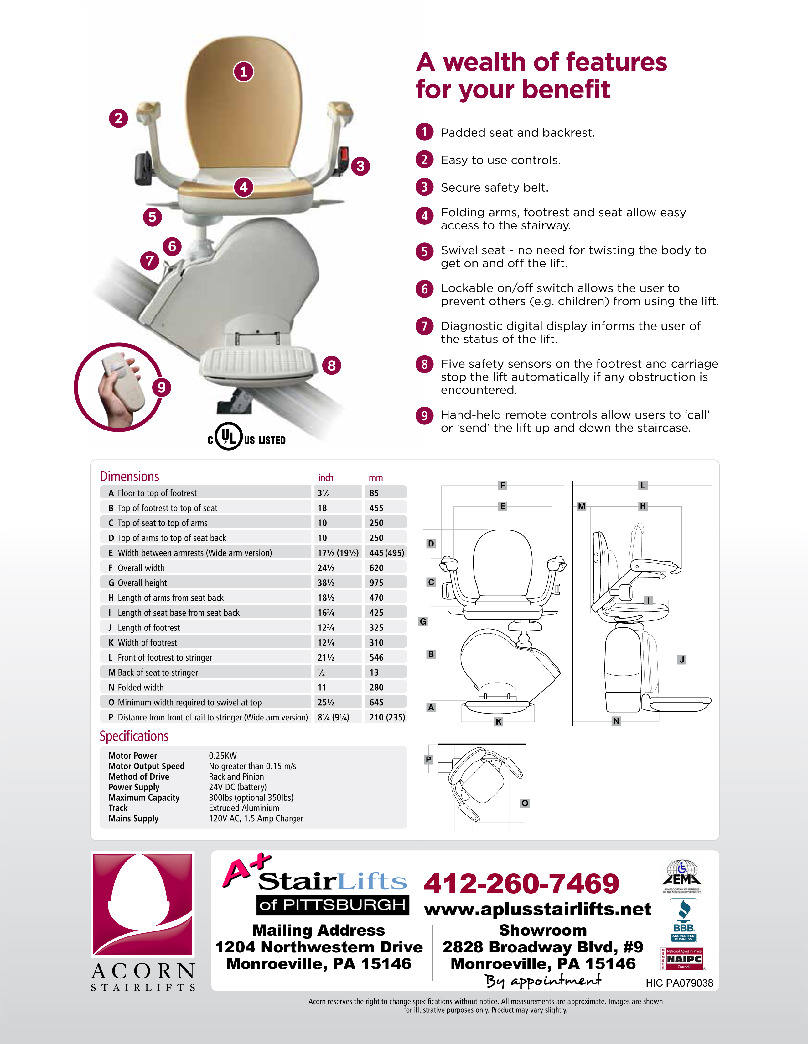 Acorn 130 flyer back 6 14 14 | A+ Stairlifts
